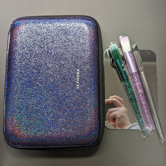 Sephora | Makeup | Sephora Cosmetic Makeup Travel Zip Case W 3 Brushes ...